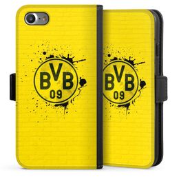 DeinDesign iPhone SE (2020) Handy Klapph&uuml;lle Handyh&uuml;lle aus Kunst Leder schwarz Flip Case Borussia Dortmund Official Licensed Product Bvb Sideflip mit Lasche