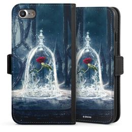 DeinDesign iPhone SE (2020) Handy Klapph&uuml;lle Handyh&uuml;lle aus Kunst Leder schwarz Flip Case The Beauty And The Beast Disney Princess Rose Sideflip mit Lasche