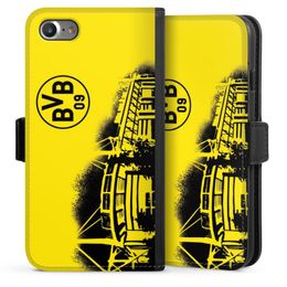 DeinDesign iPhone SE (2020) Handy Klapph&uuml;lle Handyh&uuml;lle aus Kunst Leder schwarz Flip Case Bvb Borussia Dortmund Stadium Sideflip mit Lasche