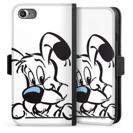 DeinDesign iPhone SE (2020) Handy Klapph&uuml;lle Handyh&uuml;lle aus Kunst Leder schwarz Flip Case Official Licensed Product Comic Idefix Sideflip mit Lasche