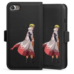 DeinDesign iPhone SE (2020) Handy Klapph&uuml;lle Handyh&uuml;lle aus Kunst Leder schwarz Flip Case Naruto Shippuden Sensei Hokage Sideflip mit Lasche