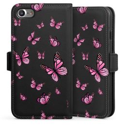 DeinDesign iPhone SE (2020) Handy Klapph&uuml;lle Handyh&uuml;lle aus Kunst Leder schwarz Flip Case Motiv Ohne Hintergrund Muster Butterfly Sideflip mit Lasche