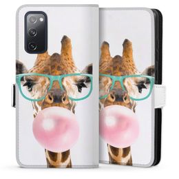DeinDesign Galaxy S20 FE Handy Klapph&uuml;lle Handyh&uuml;lle aus Kunst Leder wei&szlig; Flip Case Giraffe Animals Glasses Sideflip mit Lasche