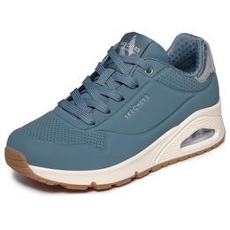 Skechers Damen Sneaker "UNO GOLDEN AIR", Gr. 41graublau, Lederimitat, Schuhe, Freizeitschuh, Halbschuh, Schn&uuml;rschuh mit Metallic-Einsatz