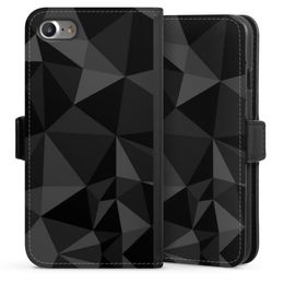 DeinDesign iPhone SE (2020) Handy Klapph&uuml;lle Handyh&uuml;lle aus Kunst Leder schwarz Flip Case Muster Abstract Geometric Sideflip mit Lasche