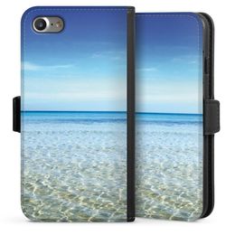 DeinDesign iPhone SE (2020) Handy Klapph&uuml;lle Handyh&uuml;lle aus Kunst Leder schwarz Flip Case Sky Ocean Urlaub Sideflip mit Lasche