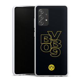 DeinDesign Galaxy A52s 5G Handy Silikon H&uuml;lle Case wei&szlig; Handyh&uuml;lle Bvb Lettering Official Licensed Product Silikon Case