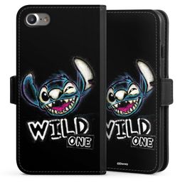 DeinDesign iPhone SE (2020) Handy Klapph&uuml;lle Handyh&uuml;lle aus Kunst Leder schwarz Flip Case Lilo & Stitch Official Licensed Product Disney Sideflip mit Lasche