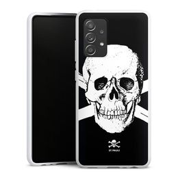 DeinDesign Galaxy A52s 5G Handy Silikon H&uuml;lle Case wei&szlig; Handyh&uuml;lle Totenkopf Fc St. Pauli Official Licensed Product Silikon Case