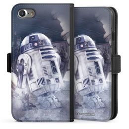 DeinDesign iPhone SE (2020) Handy Klapph&uuml;lle Handyh&uuml;lle aus Kunst Leder schwarz Flip Case Star Wars Merchandise Robot Sideflip mit Lasche