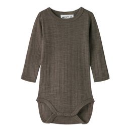name it Kinder Langarmbody "NBMWANG WOOL NEEDLE LS BODY SOLID NOOS", Gr. 50morel, Strick, Obermaterial: 100% Wolle, unifarben, Bodys, aus reiner