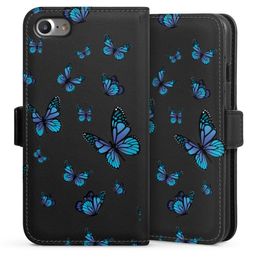 DeinDesign iPhone SE (2020) Handy Klapph&uuml;lle Handyh&uuml;lle aus Kunst Leder schwarz Flip Case Transparent Muster Butterfly Sideflip mit Lasche