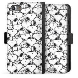 DeinDesign iPhone SE (2020) Handy Klapph&uuml;lle Handyh&uuml;lle aus Kunst Leder schwarz Flip Case Muster Snoopy Peanuts Sideflip mit Lasche