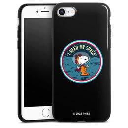 DeinDesign iPhone SE (2022) Handy Slim Case extra d&uuml;nn Silikon Handyh&uuml;lle schwarz H&uuml;lle Peanuts Snoopy Weltall Silikon Slim Case