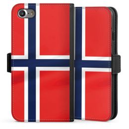 DeinDesign iPhone SE (2020) Handy Klapph&uuml;lle Handyh&uuml;lle aus Kunst Leder schwarz Flip Case Flags Flag Norway Sideflip mit Lasche