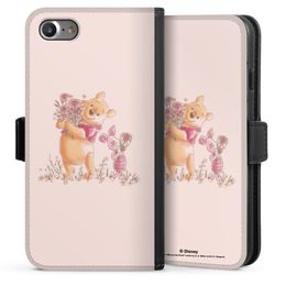 DeinDesign iPhone SE (2020) Handy Klapph&uuml;lle Handyh&uuml;lle aus Kunst Leder schwarz Flip Case Winnie The Pooh Piglet Official Licensed Product Disney Sideflip mit 