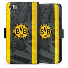 DeinDesign iPhone SE (2020) Handy Klapph&uuml;lle Handyh&uuml;lle aus Kunst Leder schwarz Flip Case Bvb Stadium Borussia Dortmund Sideflip mit Lasche