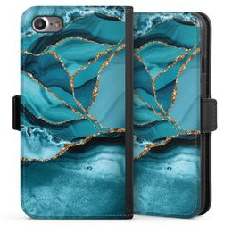 DeinDesign iPhone SE (2020) Handy Klapph&uuml;lle Handyh&uuml;lle aus Kunst Leder schwarz Flip Case Glitzer Marble Gemstone Sideflip mit Lasche