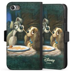 DeinDesign iPhone SE (2020) Handy Klapph&uuml;lle Handyh&uuml;lle aus Kunst Leder schwarz Flip Case Official Licensed Product Lady And The Tramp Disney Sideflip mit Lasche