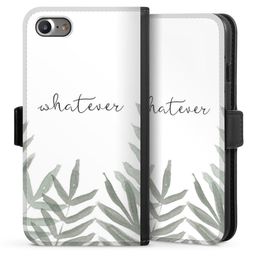 DeinDesign iPhone SE (2020) Handy Klapph&uuml;lle Handyh&uuml;lle aus Kunst Leder schwarz Flip Case Jungle Palm Tree Water Colour Sideflip mit Lasche