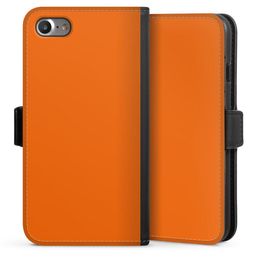 DeinDesign iPhone SE (2020) Handy Klapph&uuml;lle Handyh&uuml;lle aus Kunst Leder schwarz Flip Case Colour Unicoloured Orange Sideflip mit Lasche