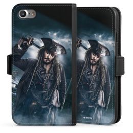 DeinDesign iPhone SE (2020) Handy Klapph&uuml;lle Handyh&uuml;lle aus Kunst Leder schwarz Flip Case Captain Jack Sparrow Official Licensed Product Fluch Der Karibik 