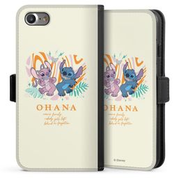 DeinDesign iPhone SE (2020) Handy Klapph&uuml;lle Handyh&uuml;lle aus Kunst Leder schwarz Flip Case Lilo & Stitch Official Licensed Product Disney Sideflip mit Lasche