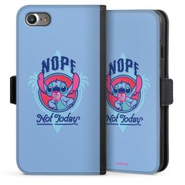 DeinDesign iPhone SE (2020) Handy Klapph&uuml;lle Handyh&uuml;lle aus Kunst Leder schwarz Flip Case Disney Sayings Lilo & Stitch Sideflip mit Lasche