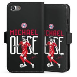 DeinDesign iPhone SE (2020) Handy Klapph&uuml;lle Handyh&uuml;lle aus Kunst Leder schwarz Flip Case Official Licensed Product Michael Olise Fc Bayern M&uuml;nchen Sideflip mit 