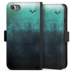 DeinDesign iPhone SE (2022) Handy Klapph&uuml;lle Handyh&uuml;lle aus Kunst Leder schwarz Flip Case Fish Water Turquoise Sideflip mit Lasche