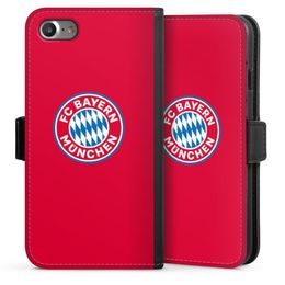 DeinDesign iPhone SE (2020) Handy Klapph&uuml;lle Handyh&uuml;lle aus Kunst Leder schwarz Flip Case Fc Bayern M&uuml;nchen Fcb Logo Sideflip mit Lasche