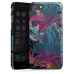 DeinDesign iPhone SE (2020) Handy Premium Case Smartphone Handyh&uuml;lle Schutzh&uuml;lle gl&auml;nzend Colourful Neon Flowers Premium Case