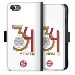 DeinDesign iPhone SE (2020) Handy Klapph&uuml;lle Handyh&uuml;lle aus Kunst Leder schwarz Flip Case Master Official Licensed Product Fc Bayern M&uuml;nchen Sideflip mit Lasche