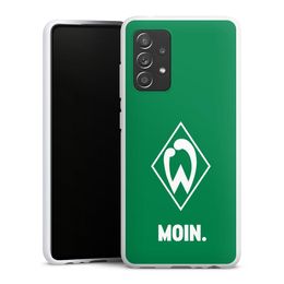 DeinDesign Galaxy A52s 5G Handy Silikon H&uuml;lle Case wei&szlig; Handyh&uuml;lle Official Licensed Product Moin Sv Werder Bremen Silikon Case