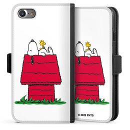DeinDesign iPhone SE (2020) Handy Klapph&uuml;lle Handyh&uuml;lle aus Kunst Leder schwarz Flip Case Snoopy Official Licensed Product Peanuts Sideflip mit Lasche