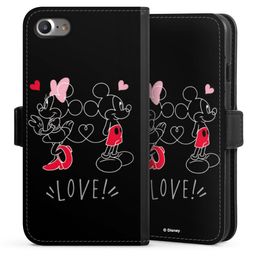 DeinDesign iPhone SE (2020) Handy Klapph&uuml;lle Handyh&uuml;lle aus Kunst Leder schwarz Flip Case Disney Love Sideflip mit Lasche