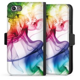 DeinDesign iPhone SE (2020) Handy Klapph&uuml;lle Handyh&uuml;lle aus Kunst Leder schwarz Flip Case Colour Rainbow Water Sideflip mit Lasche