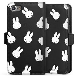 DeinDesign iPhone SE (2020) Handy Klapph&uuml;lle Handyh&uuml;lle aus Kunst Leder schwarz Flip Case Muster Transparent Miffy Sideflip mit Lasche