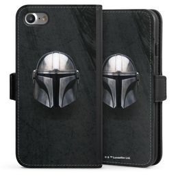 DeinDesign iPhone SE (2020) Handy Klapph&uuml;lle Handyh&uuml;lle aus Kunst Leder schwarz Flip Case The Mandalorian Official Licensed Product Star Wars Sideflip mit Lasche