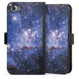 DeinDesign iPhone SE (2020) Handy Klapph&uuml;lle Handyh&uuml;lle aus Kunst Leder schwarz Flip Case Weltall Galaxy Weltraum Sideflip mit Lasche
