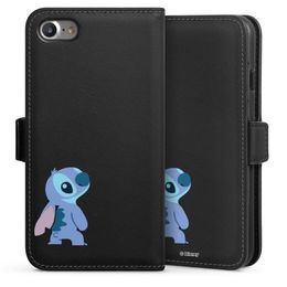 DeinDesign iPhone SE (2020) Handy Klapph&uuml;lle Handyh&uuml;lle aus Kunst Leder schwarz Flip Case Merchandise Disney Lilo & Stitch Sideflip mit Lasche