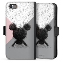 DeinDesign iPhone SE (2022) Handy Klapph&uuml;lle Handyh&uuml;lle aus Kunst Leder schwarz Flip Case Marble Disney Mickey Mouse Sideflip mit Lasche