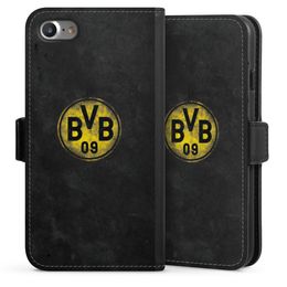 DeinDesign iPhone SE (2022) Handy Klapph&uuml;lle Handyh&uuml;lle aus Kunst Leder schwarz Flip Case Borussia Dortmund Bvb Merchandise Sideflip mit Lasche