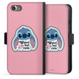 DeinDesign iPhone SE (2020) Handy Klapph&uuml;lle Handyh&uuml;lle aus Kunst Leder schwarz Flip Case Disney Sayings Lilo & Stitch Sideflip mit Lasche