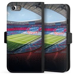 DeinDesign iPhone SE (2020) Handy Klapph&uuml;lle Handyh&uuml;lle aus Kunst Leder schwarz Flip Case Fc Bayern M&uuml;nchen Stadium Fcb Sideflip mit Lasche