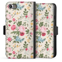 DeinDesign iPhone 8 Handy Klapph&uuml;lle Handyh&uuml;lle aus Kunst Leder schwarz Flip Case Flowers Vintage Ornament Sideflip mit Lasche