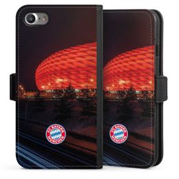 DeinDesign iPhone SE (2020) Handy Klapph&uuml;lle Handyh&uuml;lle aus Kunst Leder schwarz Flip Case Fc Bayern M&uuml;nchen Stadium Fcb Sideflip mit Lasche