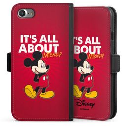 DeinDesign iPhone SE (2020) Handy Klapph&uuml;lle Handyh&uuml;lle aus Kunst Leder schwarz Flip Case Official Licensed Product Disney Mouse Sideflip mit Lasche