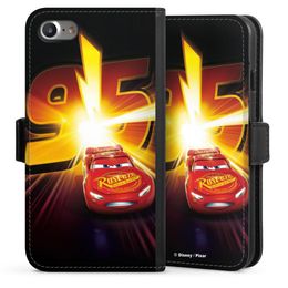 DeinDesign iPhone SE (2020) Handy Klapph&uuml;lle Handyh&uuml;lle aus Kunst Leder schwarz Flip Case Cars Lightning Mcqueen 95 Official Licensed Product Sideflip mit Lasche