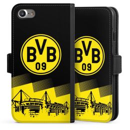 DeinDesign iPhone SE (2020) Handy Klapph&uuml;lle Handyh&uuml;lle aus Kunst Leder schwarz Flip Case Bvb Stadium Borussia Dortmund Sideflip mit Lasche